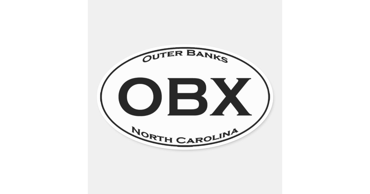 OBX - Outer Banks NC Euro Style Oval Logo Oval Sticker | Zazzle