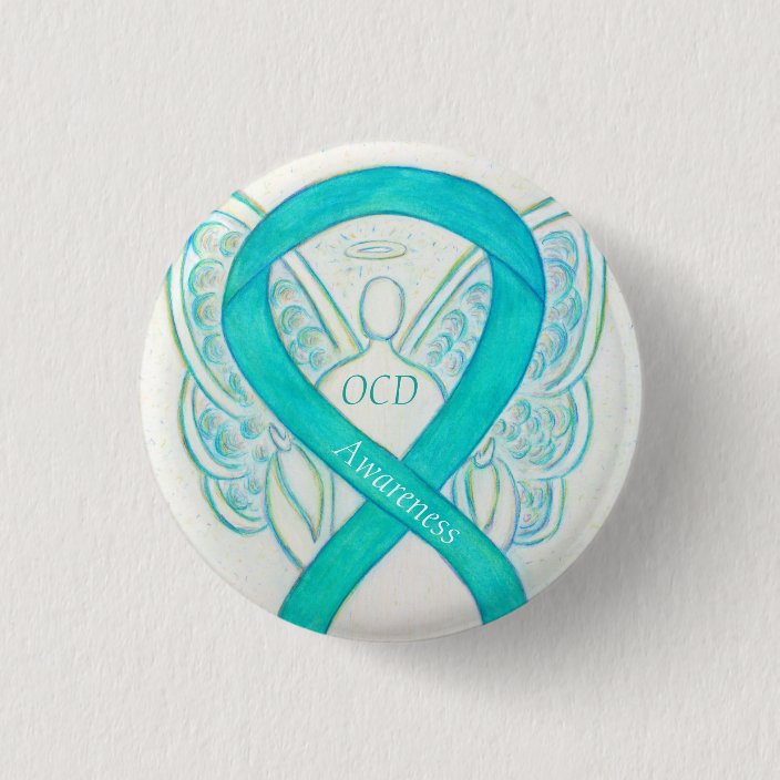 OCD Awareness Ribbon Teal Guardian Angel Art Pins | Zazzle.co.uk