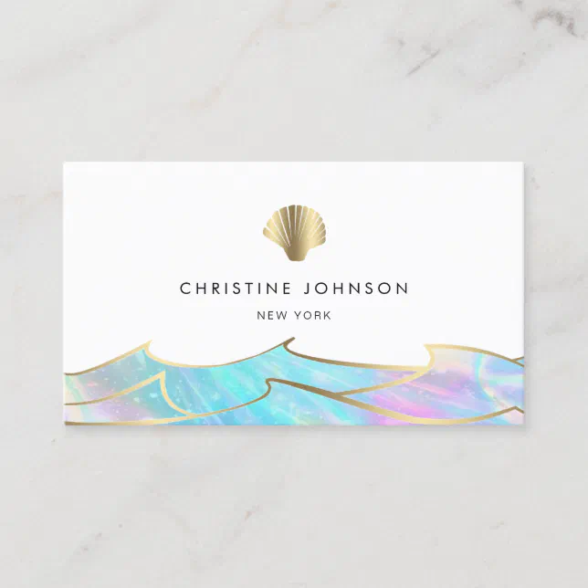 ocean waves and seashell logo business card | Zazzle