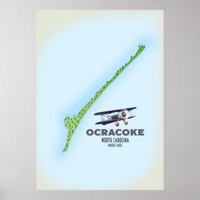Ocracoke North Carolina USA map Poster | Zazzle