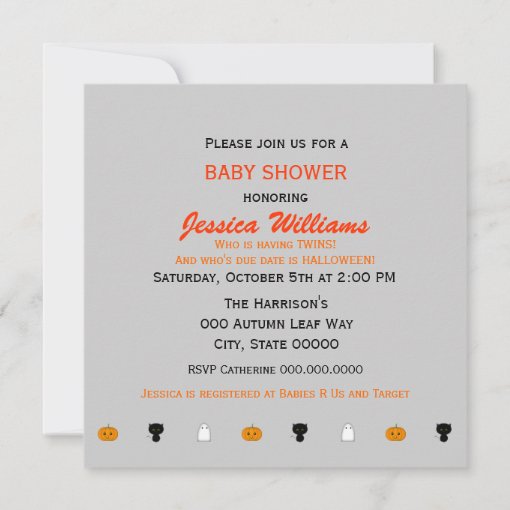 October Halloween Autumn Twins Baby Shower Invitation | Zazzle