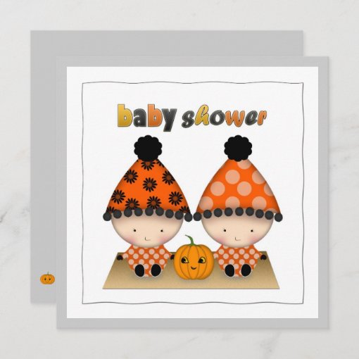 October Halloween Autumn Twins Baby Shower Invitation | Zazzle