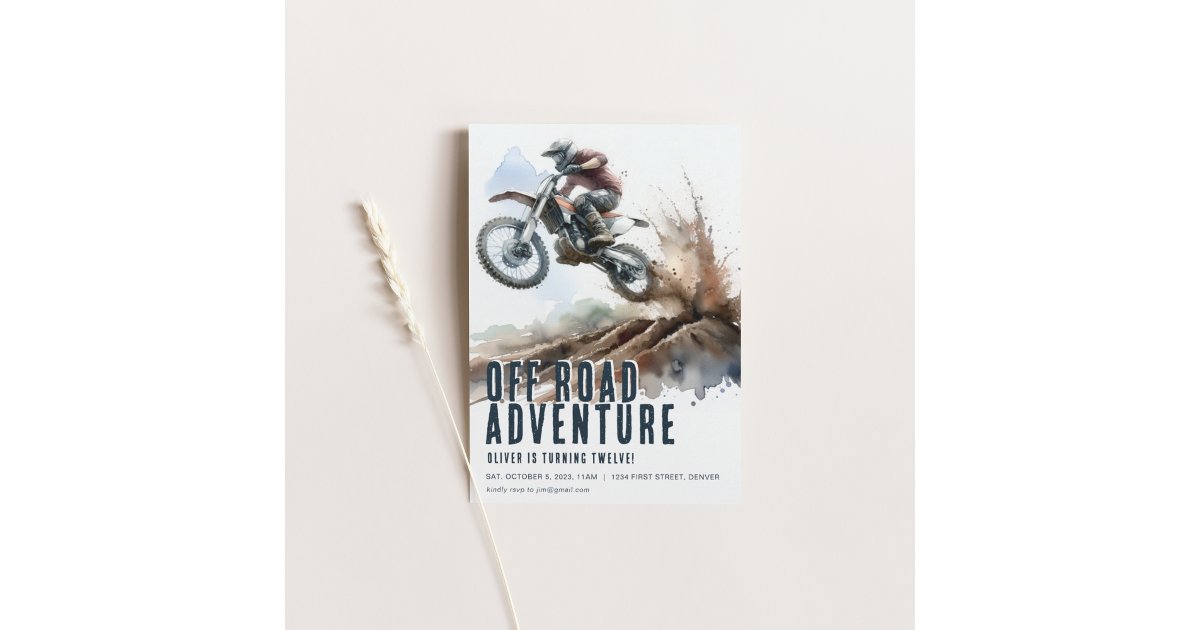 Off Road Adventure Motorcycle Party Invitation | Zazzle