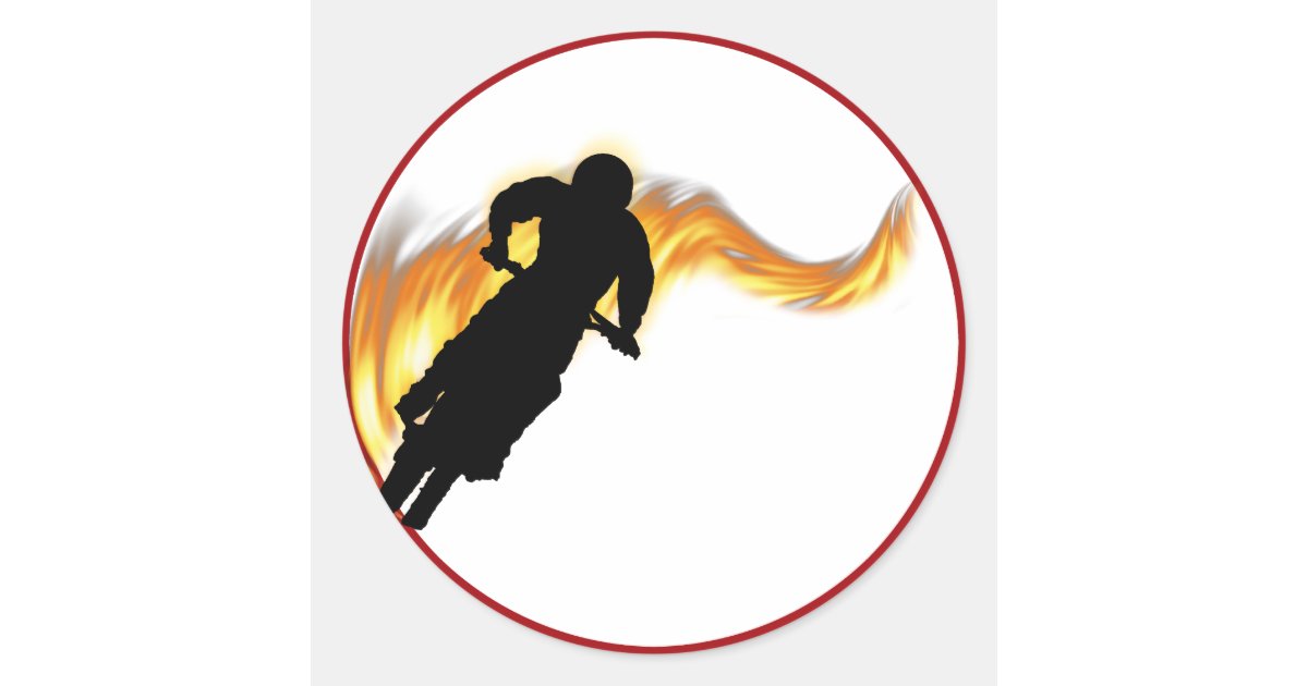 Off Road Dirt Bike with Flames Classic Round Sticker | Zazzle