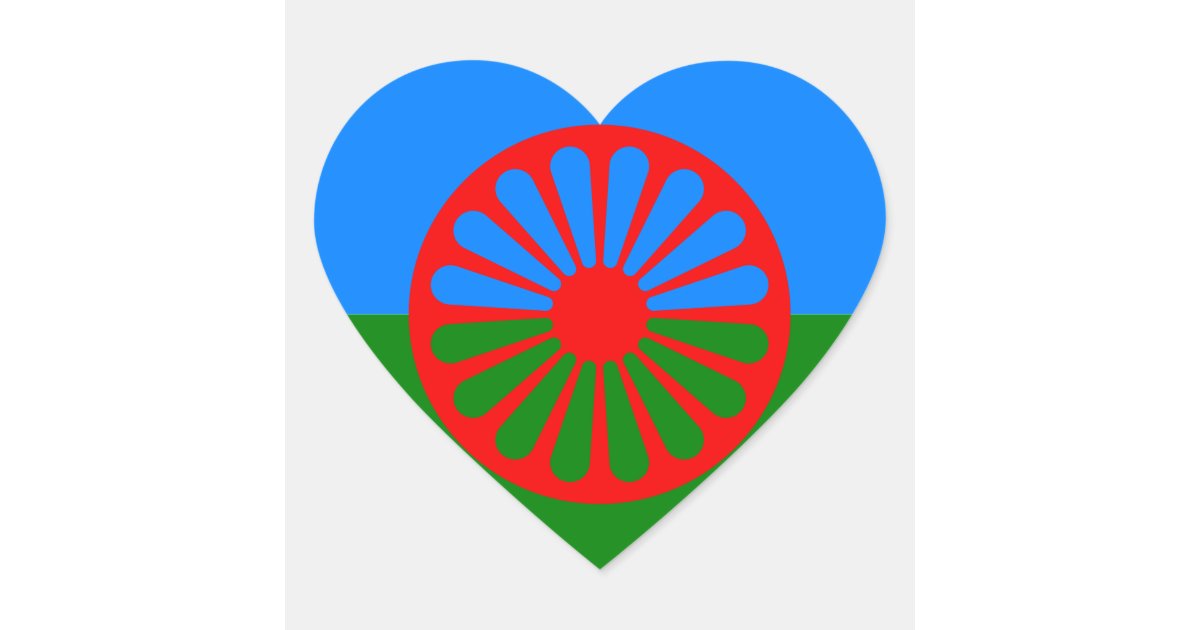 Official Romany gypsy flag Heart Sticker | Zazzle