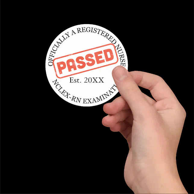 officially a registered nurse - passed nclex-rn classic round sticker ...
