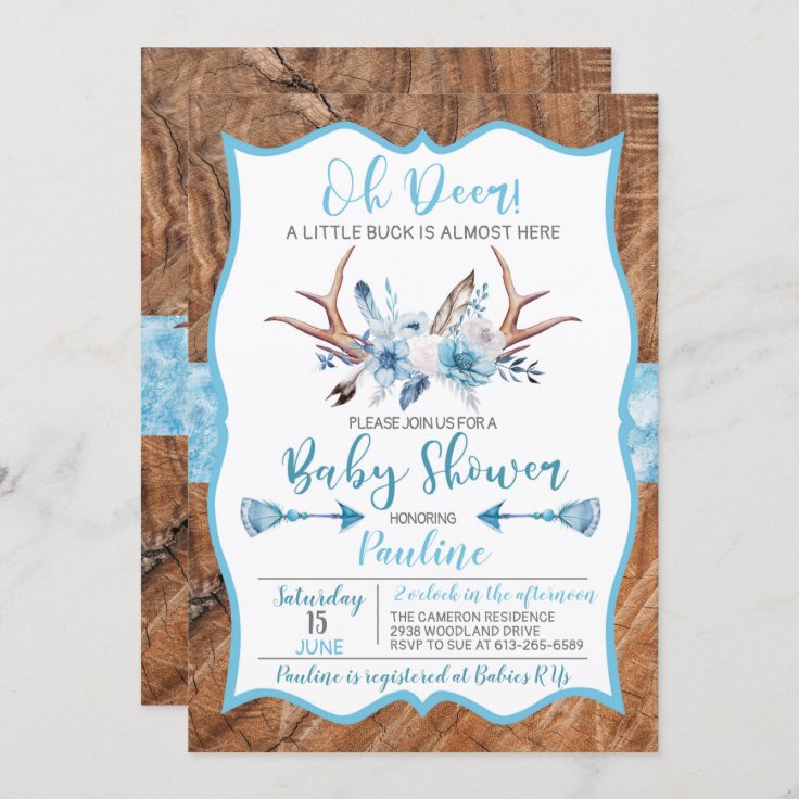 Oh Deer a Little Buck is almost here Baby Shower Invitation | Zazzle