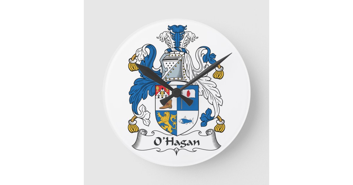 O'Hagan Family Crest Round Clock | Zazzle