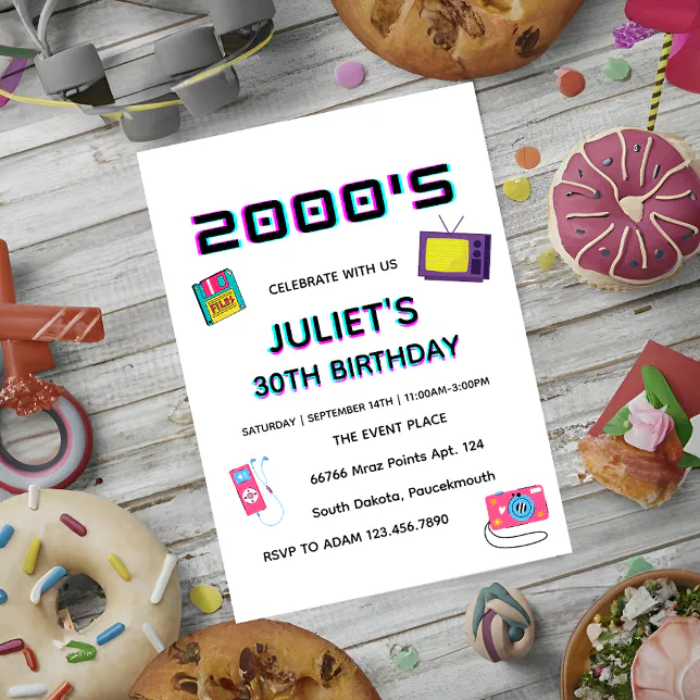 old 2000s Soiree party blank 30th birthday Invitation | Zazzle