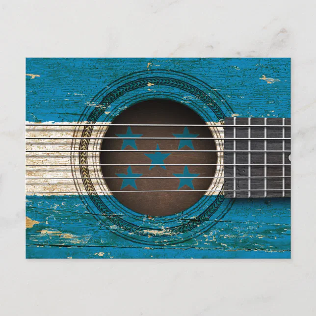 Old Acoustic Guitar with Honduras Flag Postcard | Zazzle