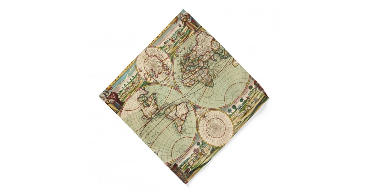 Old Antique General World Map Bandana | Zazzle