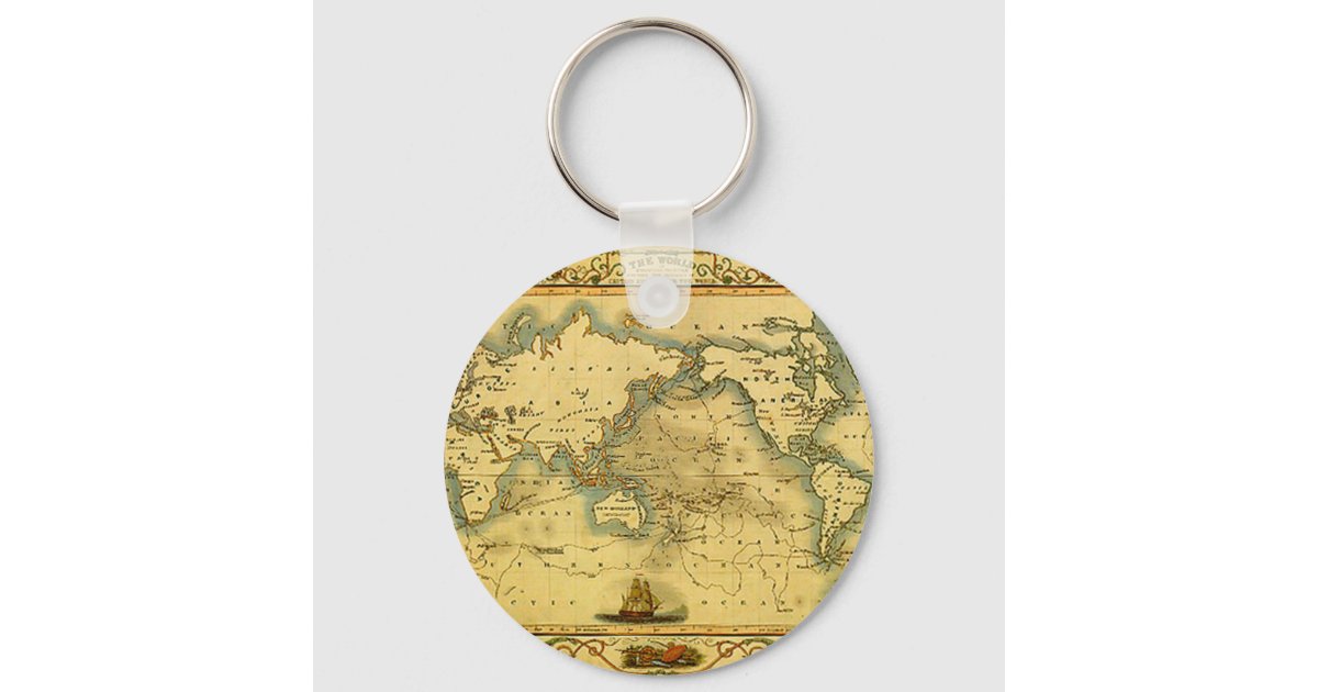 Old Antique World Map Key Ring | Zazzle