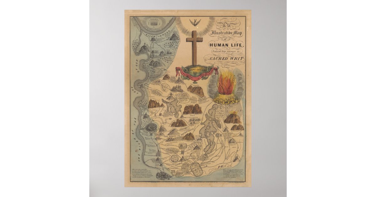 Old Biblical Map of The Sacred Writ (1847) Poster | Zazzle
