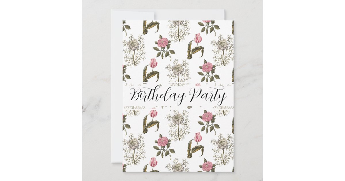 Old English Garden Floral Birthday Invitation | Zazzle