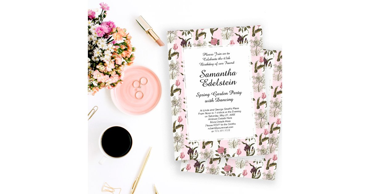 Old English Garden Floral Birthday Invitation | Zazzle