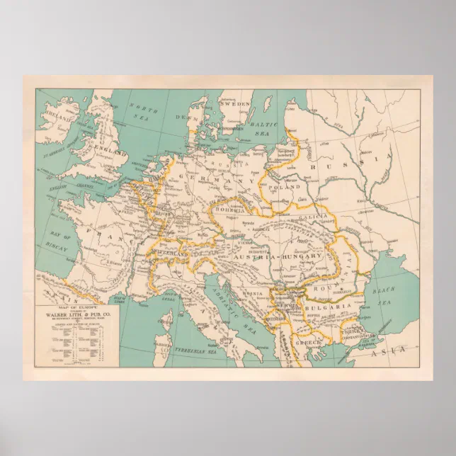 Old European Map (1913) Vintage European Continent Poster | Zazzle