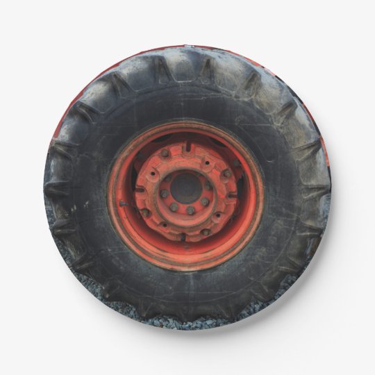 Old Farm Tractor Tire Paper Plate | Zazzle.co.uk