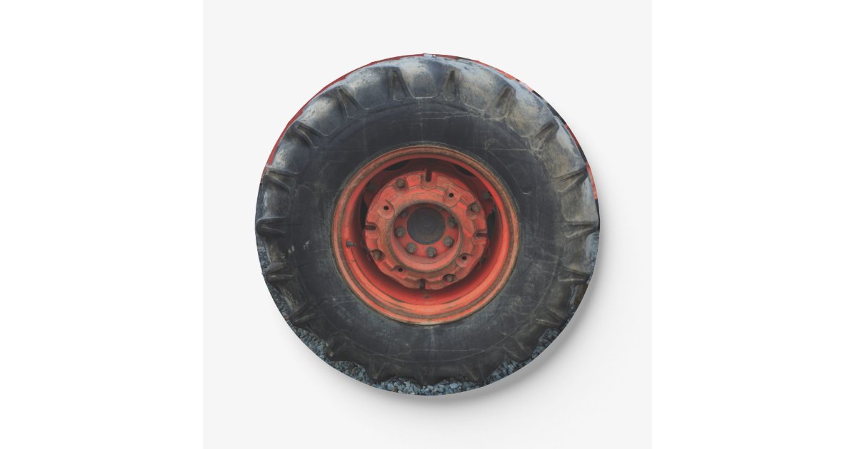 Old Farm Tractor Tire Paper Plate | Zazzle