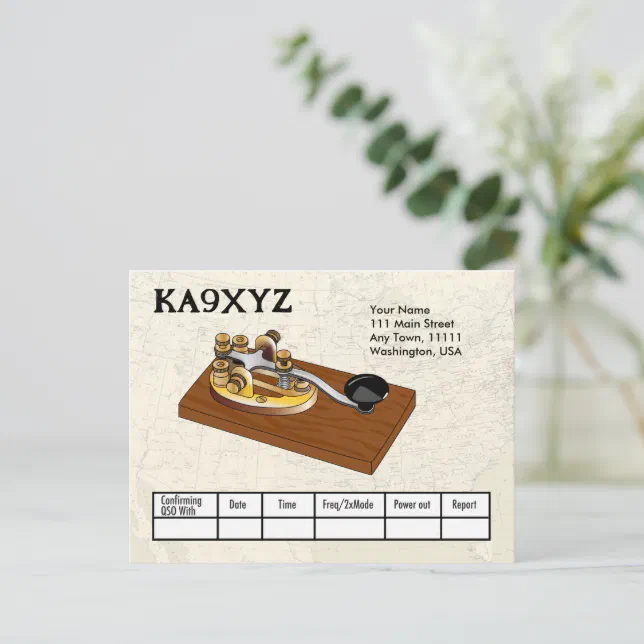 Old Fashioned Brass Telegraph Key Morse Code QSL Postcard | Zazzle