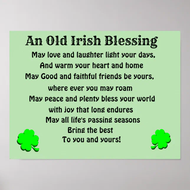 OLD IRISH BLESSING POSTER | Zazzle