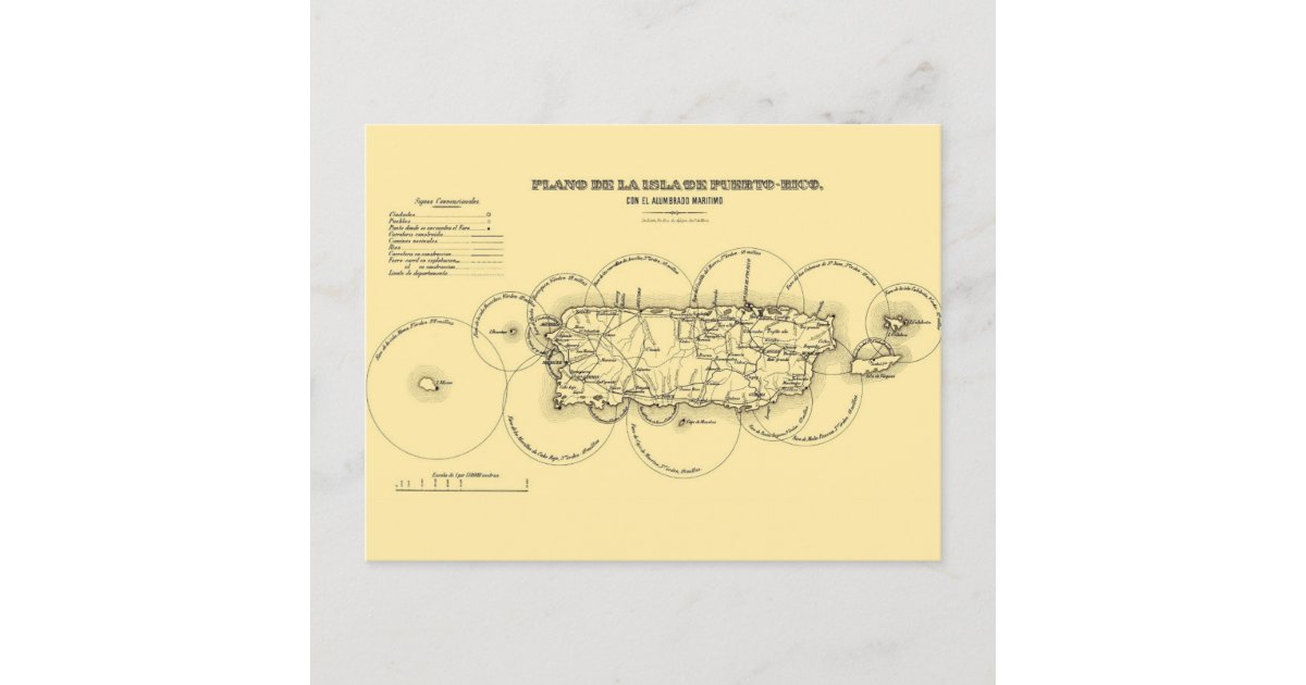Old Map of Puerto Rico's Lighthouses Postcard | Zazzle