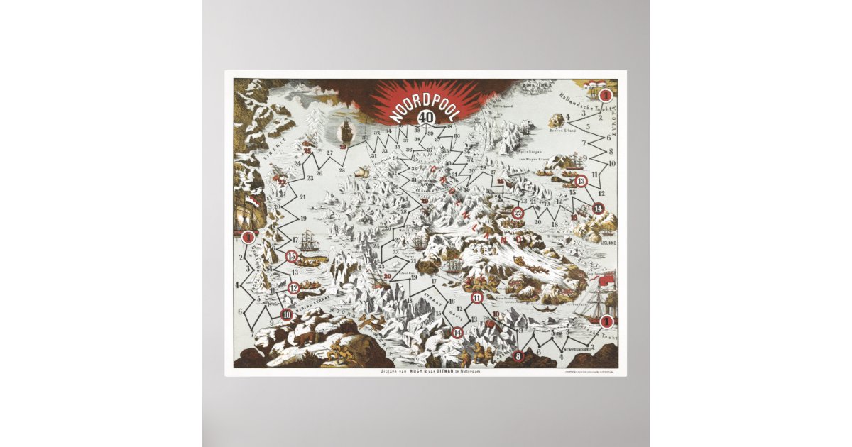 Old map of the north pole poster | Zazzle