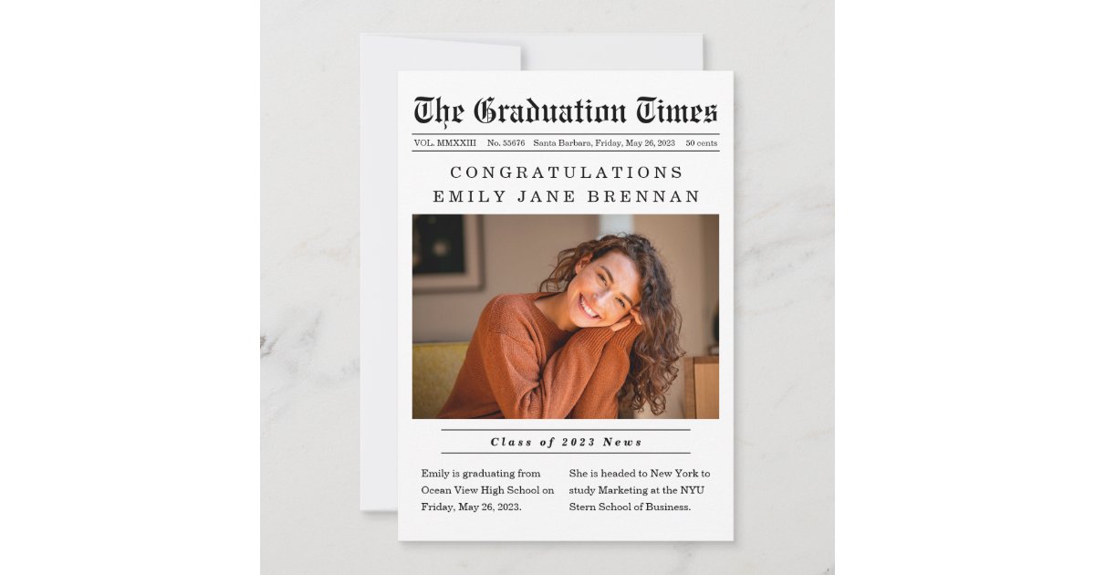 Old Newspaper Graduation Announcement Invitation | Zazzle