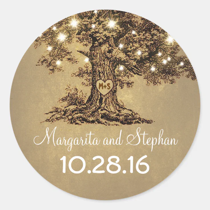 Old oak tree wedding stickers | Zazzle