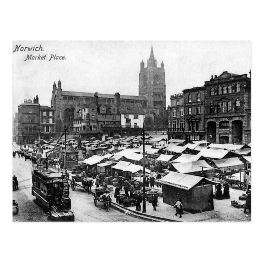 Old Postcard - Norwich Market Place, Norfolk | Zazzle.co.uk
