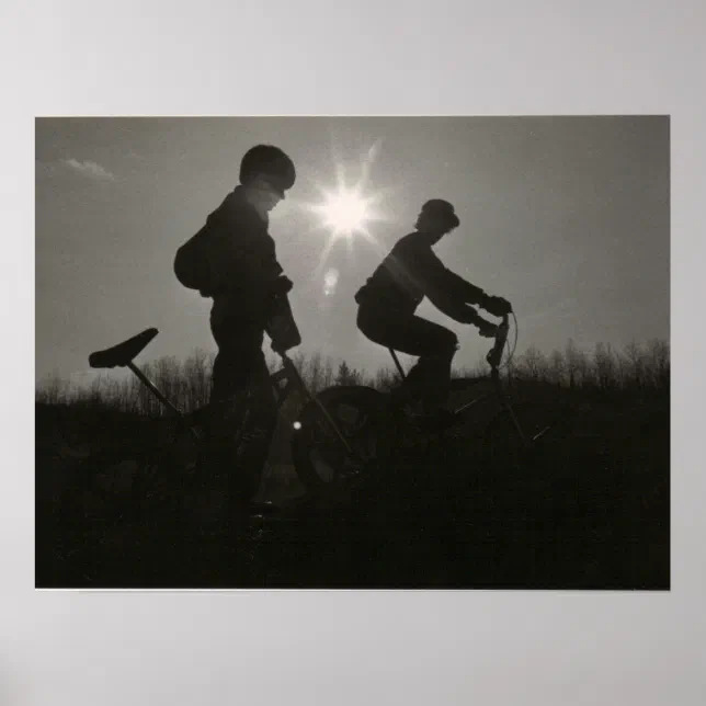 Old school BMX print, Silhouette, Two Subjects Poster | Zazzle