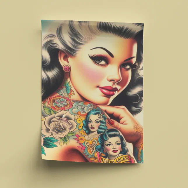 Old School Tattoo Pin-up Tissue Paper | Zazzle