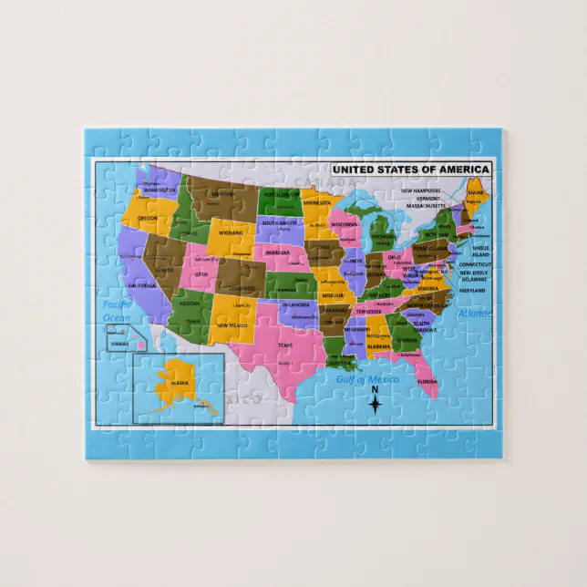 OLD USA Map with State Capitals and Gulf of Mexico Jigsaw Puzzle | Zazzle