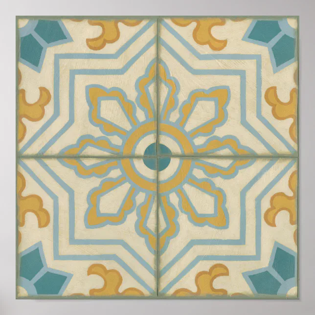 Old World Decorative Tile Pattern Poster | Zazzle
