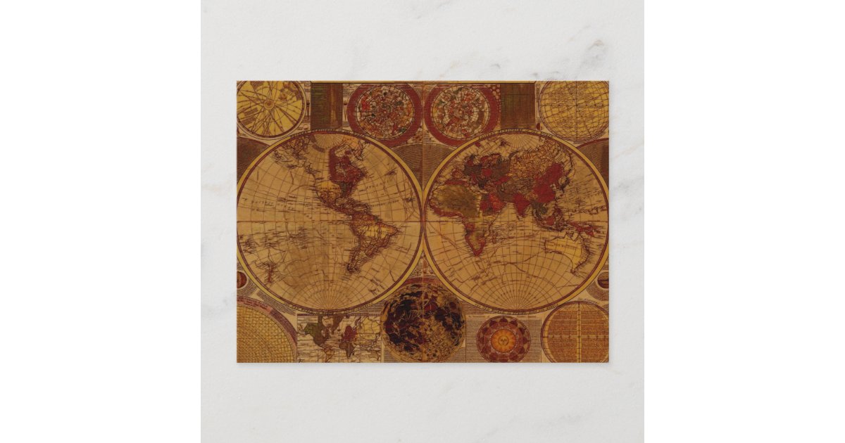 Old World Map Designer Gift Postcard | Zazzle