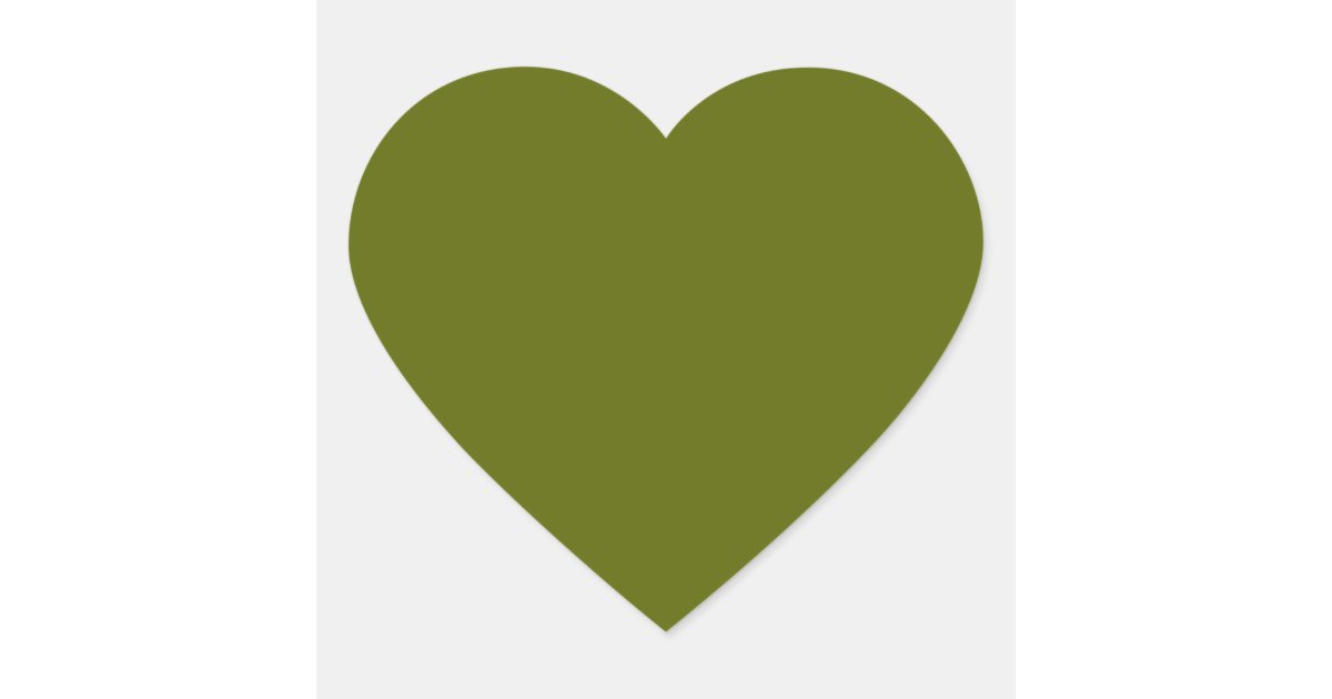 Olive Green Heart Sticker | Zazzle