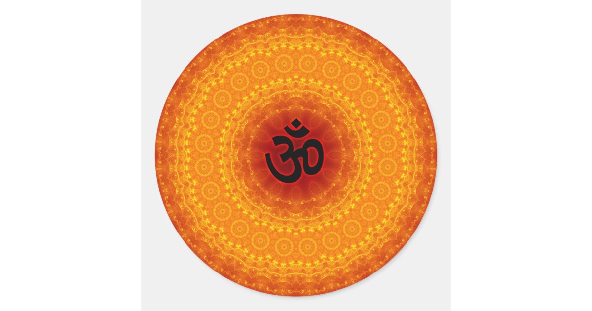 Om Mandala Design Classic Round Sticker | Zazzle