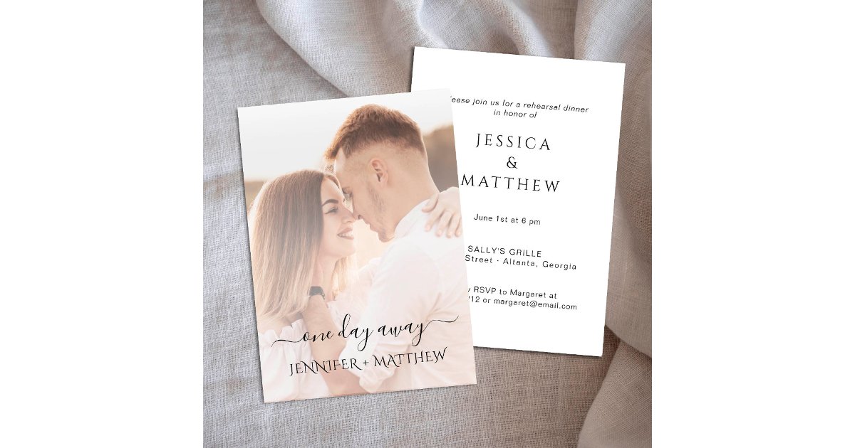 One Day Away Photo Rehearsal Dinner Invitation | Zazzle