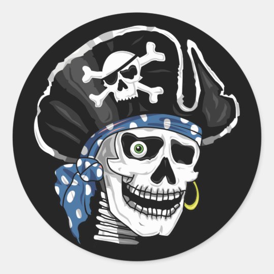 One-eyed Pirate Classic Round Sticker | Zazzle.co.uk