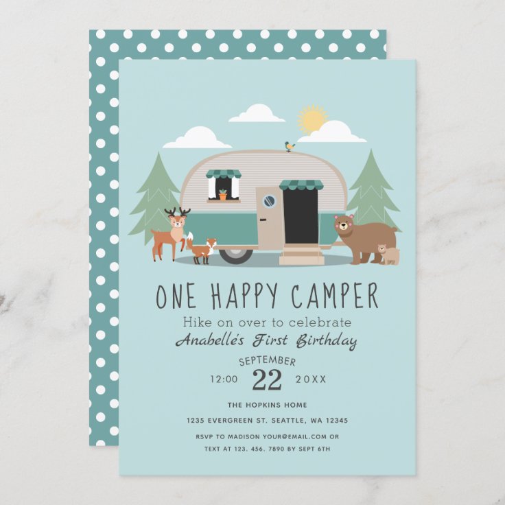 One Happy Camper 1st Birthday Party Invitation | Zazzle