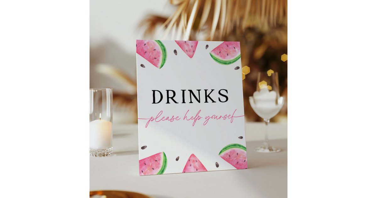 One In A Melon Sign Watermelon Drinks Sign | Zazzle
