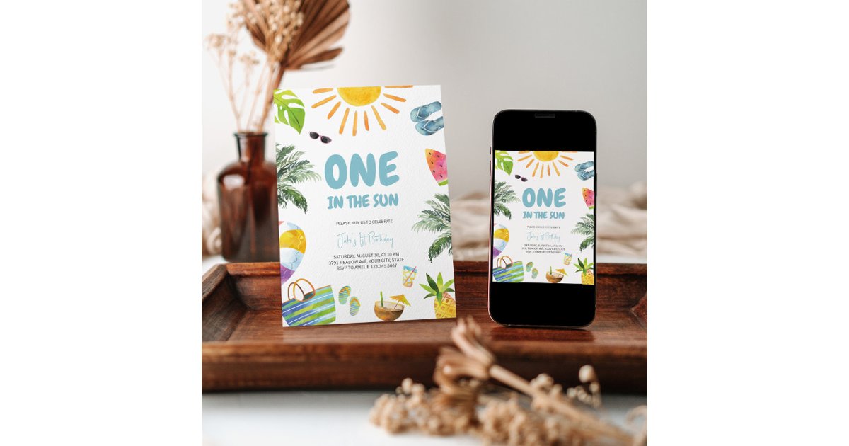 ONE in the Sun Pool Party Birthday Invitation | Zazzle