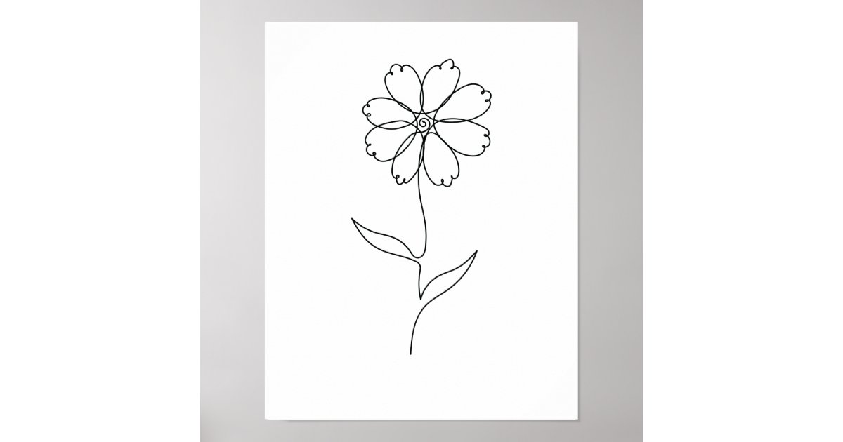 One Line Drawing Blume blüht Single Art Poster | Zazzle