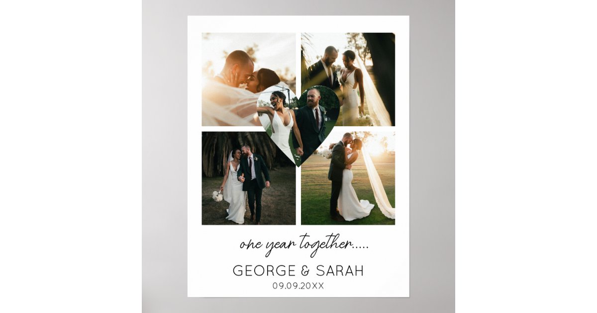 One Year Together Wedding Anniversary Photo Poster | Zazzle