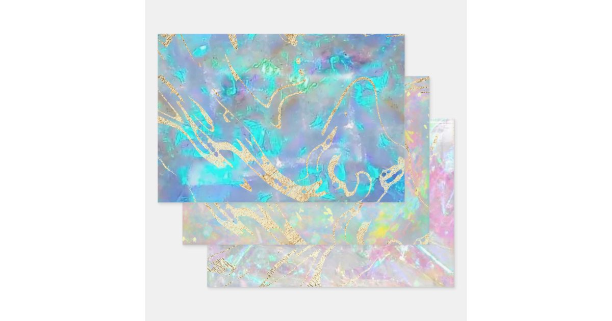 opal gemstone inspired wrapping paper sheet | Zazzle