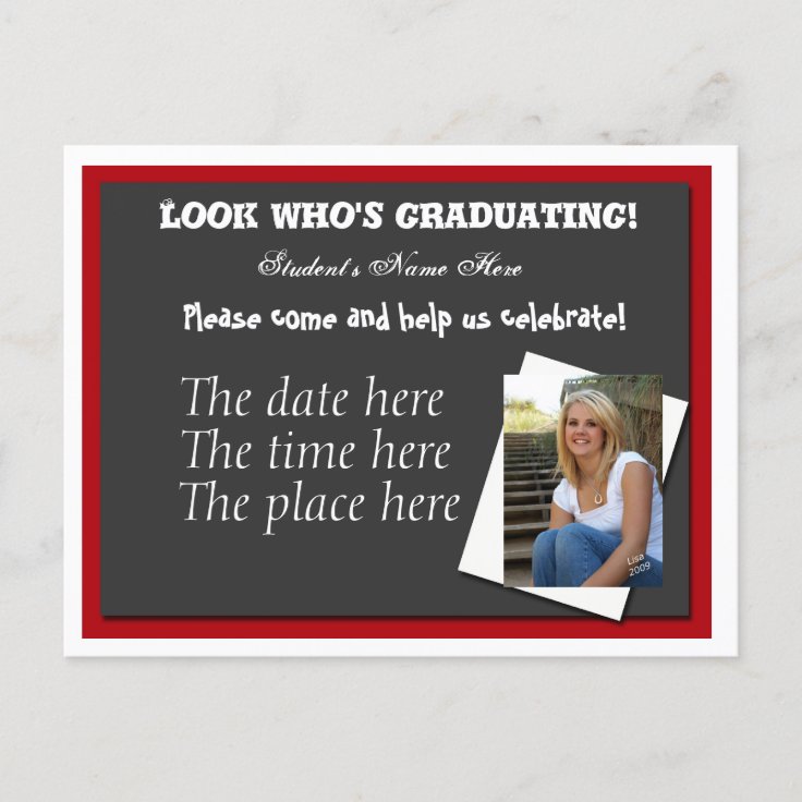 Open house graduation invitation postcard | Zazzle