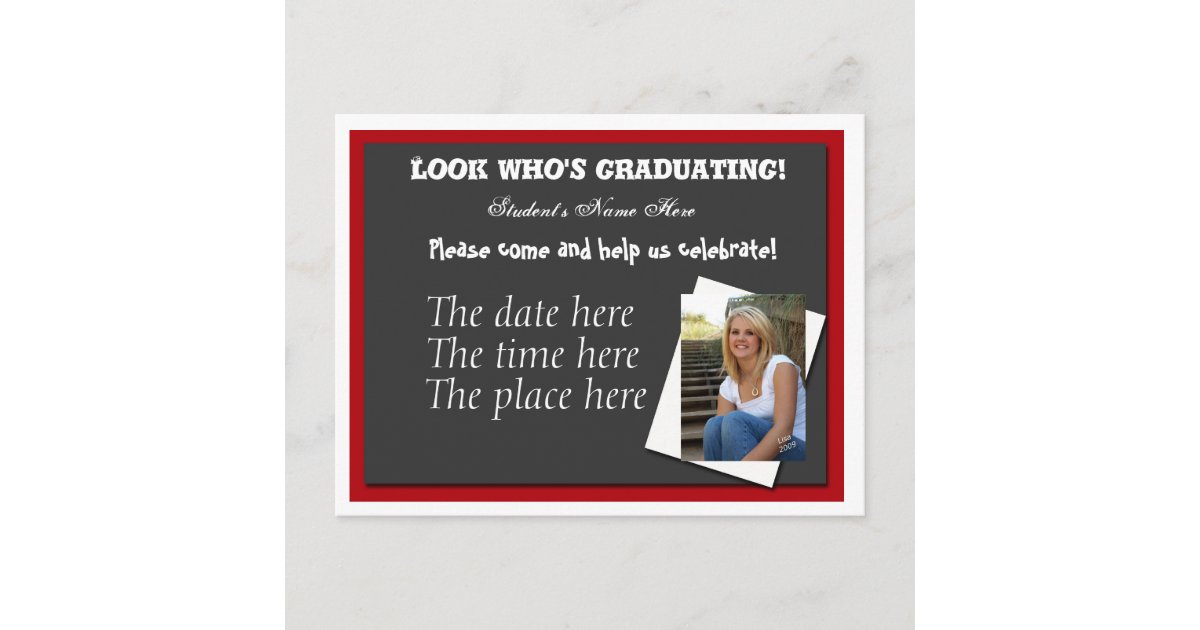 Open house graduation invitation postcard | Zazzle