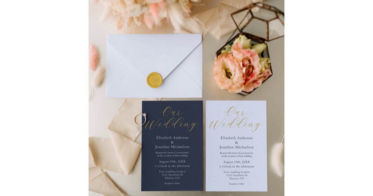 Opulent Blue Wedding Invitation | Zazzle