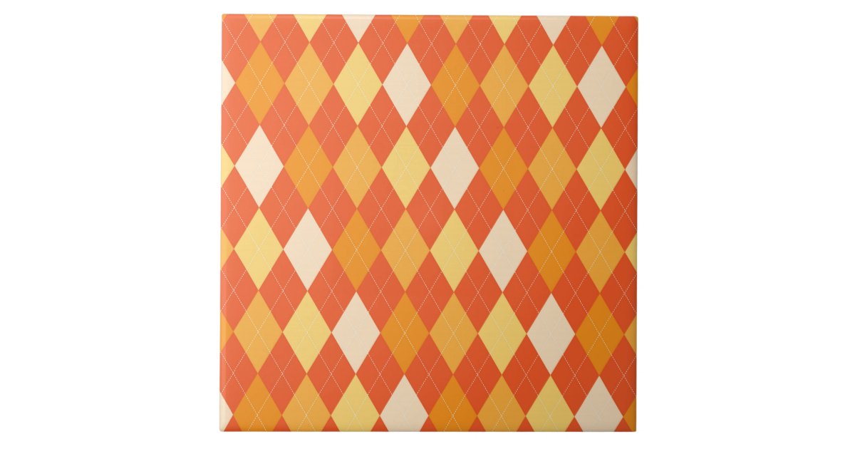 Orange argyle pattern tile | Zazzle