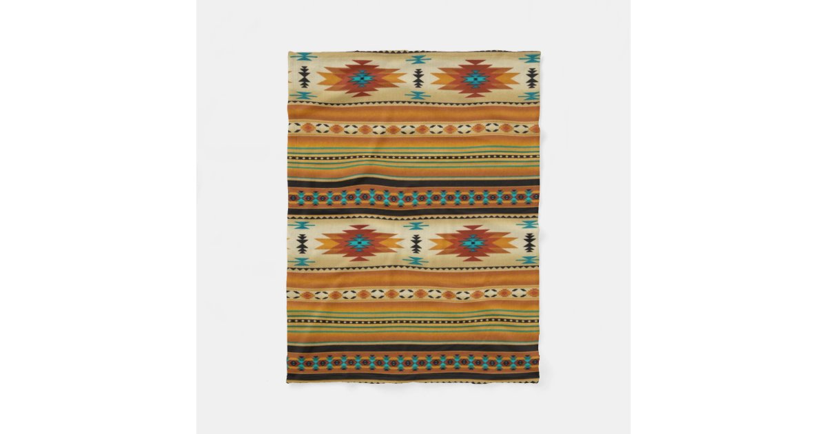 ORANGE Aztec Print Fleece Blanket | Zazzle