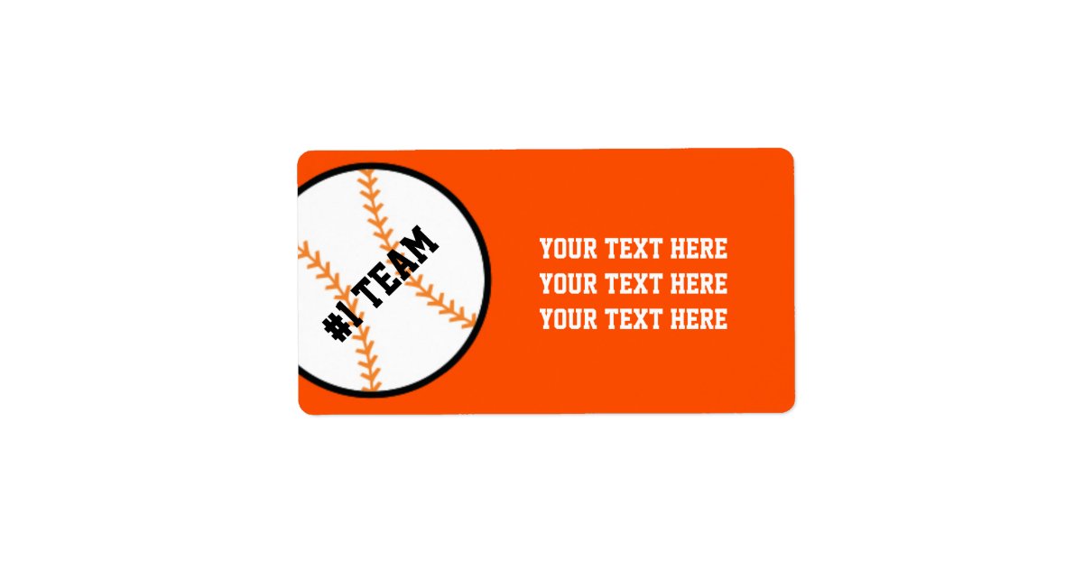 Orange & Black Baseball Team Sports Sticker labels | Zazzle